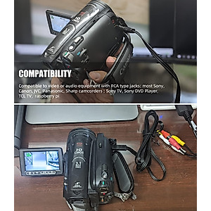 SNLLMZI Av Cable,Camcorder Av Cable, 3.5mm to RCA Camcorder Handycam AV Audio Video Output Cable for TV,Camcorder,Smartphones,MP3, Tablets,Speakers,Home Theater - 5ft
