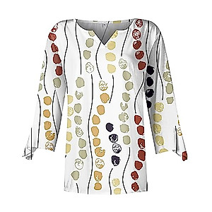 Womens Tops 3/4 Sleeve 3/4 Length Sleeves Tops for Women Floral Print Retro Blouses V Neck Tulip Sleeve Loose Fit Dressy Casual T-Shirts Yellow XXL