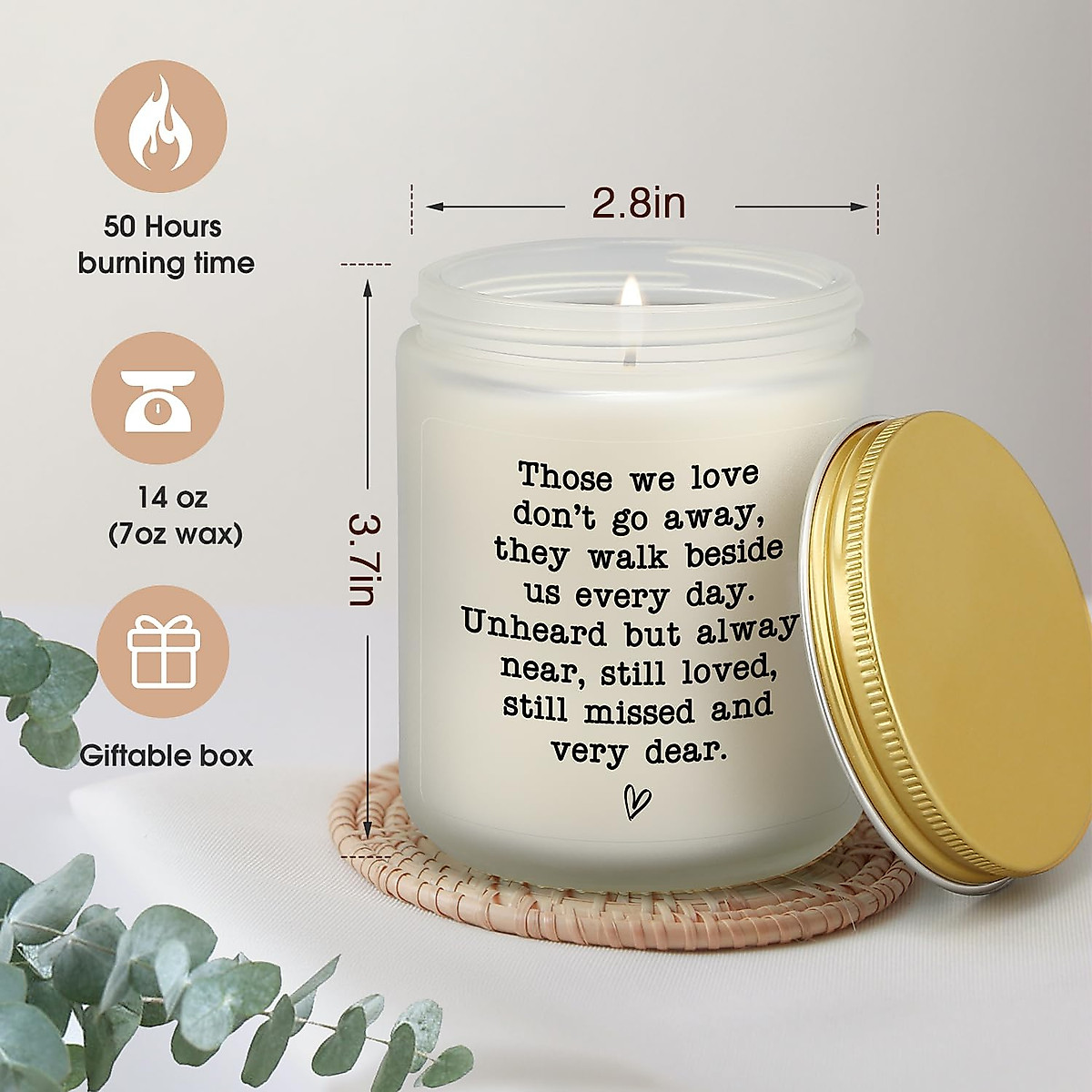 Memorial Candle Gift, Condolence Gift, Remembrance Gifts for Loss of Loved One, Mother, Father, Brother, Sister, Pet, Sympathy Gifts for Loss, Memorial Bereavement Gifts