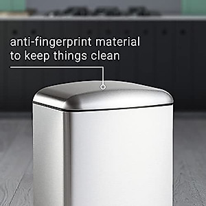 happimess HPM1008A Ashley Rectangular 8-Gallon Trash Can with Soft-Close Lid with Free Mini Trash Can, No Slamming, Fingerprint-Proof, Large: 7.9 Gallons, Small: 1.6 Gallons, Stainless Steel