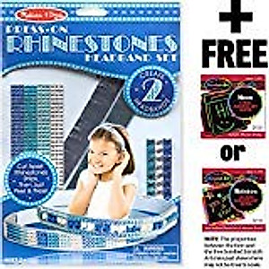 Melissa & Doug Rhinestone Headbands Set: Press-On Craft Kit Series & 1 Scratch Art Mini-Pad Bundle (09245)