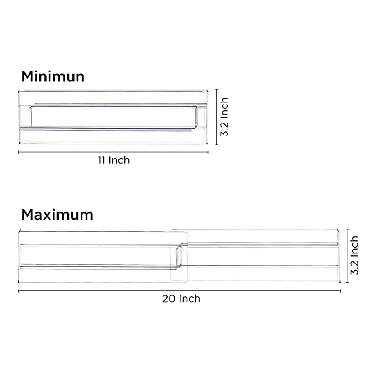 HBlife Drawer Dividers Organizer 6 Pack, Clear Plastic Adjustable Drawer Separators 3.2 Inches High, Expandable from 11-20 Inches for Dresser Clothing Kitchen Storage