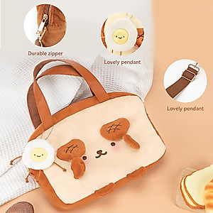 GeekShare Toast Plush Bag with A Shoulder Strap, Crossbody Tote Bag Compatible with Nintendo Switch/OLED and Other Accessories