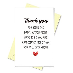 Arsagen Step Dad Thank You Card, Thank You for being the Dad, Heartfelt Father's Day Card for Bonus Dad, Stepdad Birthday Card