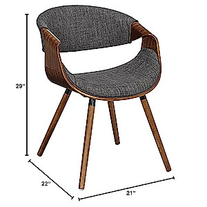 Armen Living Butterfly Dining Chair in Charcoal Fabric and Walnut Wood Finish 22D x 21W x 29H in