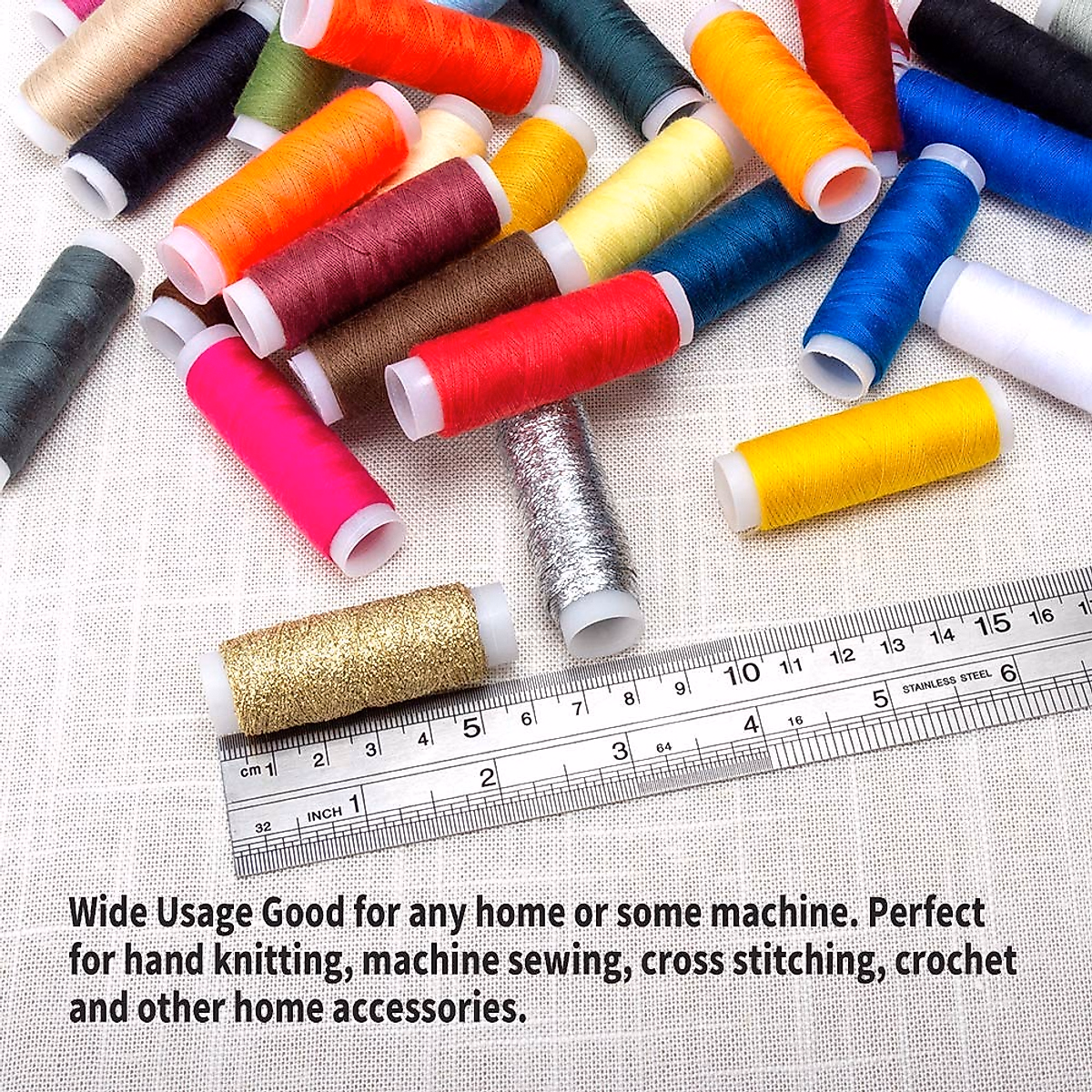 Pack of 39 Assorted Colour Polyester Sewing Threads Spool Set