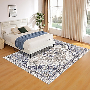 OMERAI Area Rug, 8x10, Purple, Vintage Design, Washable Rugs with Non Slip for Living Room Bedroom