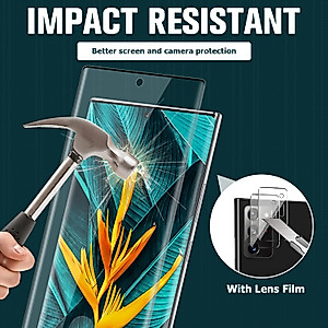 [2+2 Pack] Galaxy Note 20 Ultra 5G Screen Protector, with Camera Lens Protector [Fingerprint Unlock] [9H Hardness] 3D Full Coverage HD Tempered Glass Protector for Samsung Galaxy Note 20 Ultra (17.9")