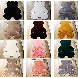 Area Rug, Bear Shape Ultra Soft Natural Faux Rabbit Fur Rug, Shaggy Shag Area Rugs, Luxury Fluffy Carpet Rugs for Living Room, Bedroom, Bed Side,Orange-18 x24