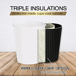 JollyPack 120 Pack 8 oz Paper Coffee Cups, Disposable Coffee Cups, Black Hot Beverage Cups with Ripple Wall Design, Hot Beverage Cups Suitable for Birthday,Party and any occasions