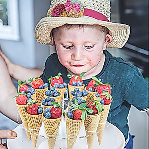 16 Holes Ice Cream Cone Holder Stand, Transparent Acrylic Material Ice Cream Cone Rack Cupcake Cones Baking Rack for Kids Birthday Afternoon Tea Party and More