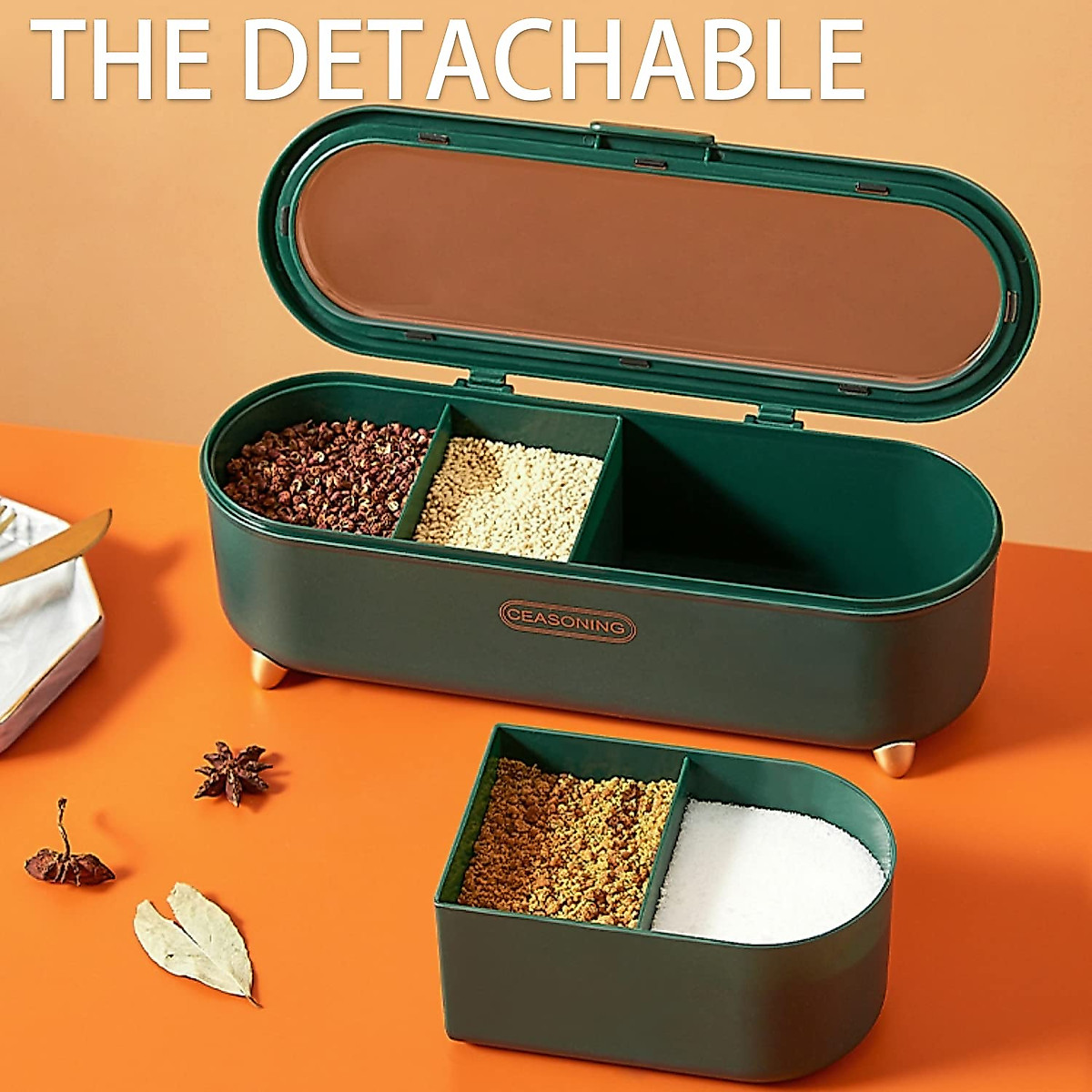 Nordic Style Seasoning Jar Creative Seasoning Box Multi-Grid Household Seasoning Bottle Seasoning Storage Box Sugar MSG Bottle Salt Box