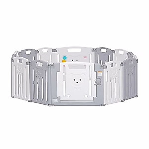 Dream On Me 14 Panel Oasis Play Center, Play Pen, Playard in Grey and White