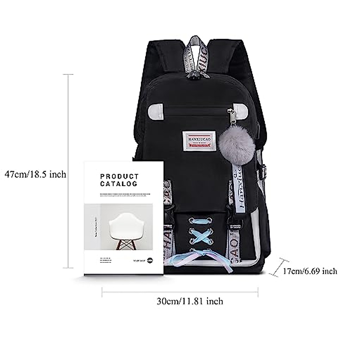 HANXIUCAO Kids Backpack Large Capacity Girls Backpack Teen Rucksack Female College Student Locked Schoolbag Anti-Theft Backpack with USB Charging Port (yellow)