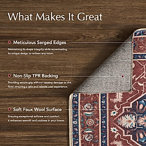 EVERGRACE Faux Wool Area Rugs 2'x 3' Boho Medallion Rugs for Living Room Indoor Outdoor Rugs for Bedroom Dining Room Entryway Kitchen Low Pile Washable Floor Mat Carpet, Terracotta