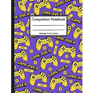Wide Ruled Composition Notebook: Video Game Controllers: Kids, Teens, Girls, and Boys