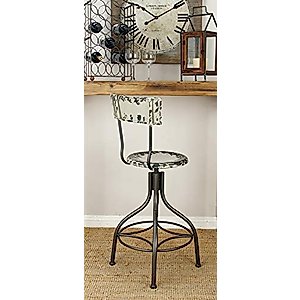 Deco 79 Metal Bar Stool with Backrest, 18" x 18" x 41", Beige