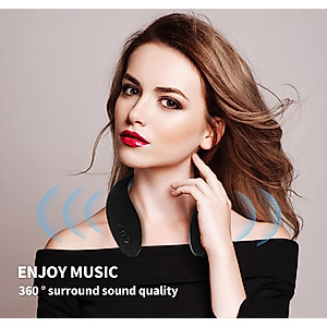 JQKZH Neckband Bluetooth Speaker, Neck Bluetooth Speaker Wireless, Wearable Bluetooth Speaker System for Gaming, Movies and Music, True 3D Stereo Surrounding