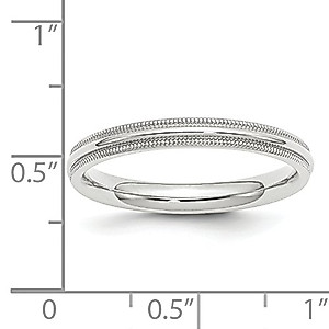Solid 10k White Gold 3 mm Comfort Fit Milgrain Wedding Band Ring Size 4