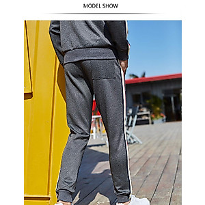 Mens Athletic 2 Piece Tracksuit Set, Dark Gray-XL