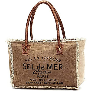 CLA Bags Sel De Mer Upcycled Canvas Small Handbag Upcycled Canvas & Cowhide Tote Bag Radiant Upcycled Canvas & Cowhide Leather Crossbody Bag (Khaki)