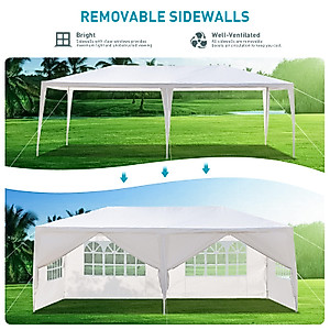 10'x20' Outdoor Party Tent, Large Wedding Birthday Tents for Parties, White Canopy Tent with 6 Removable Sidewalls & Transparent Windows, Outside Gazebo Event Tent for Garden, Patio and Backyard