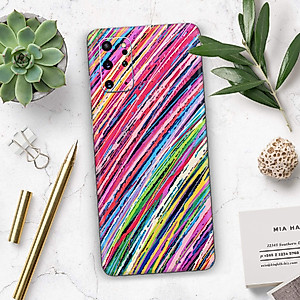 DesignSkinz Abstract Color Strokes Protective Vinyl Decal Wrap Skin Cover Compatible with The Samsung Galaxy S20 (Screen Trim & Back Glass Skin)