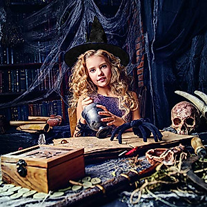 ELCOHO 12 Pieces Halloween Costume Witch Hat with 100 Yards Hanging Rope for Halloween Yard Decoration