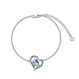 LONAGO 925 Sterling Silver Blue Jay Bracelet Bluebird of Happiness Adjustable Link Chain Our Love Never Dies Jewelry Gifts for Women