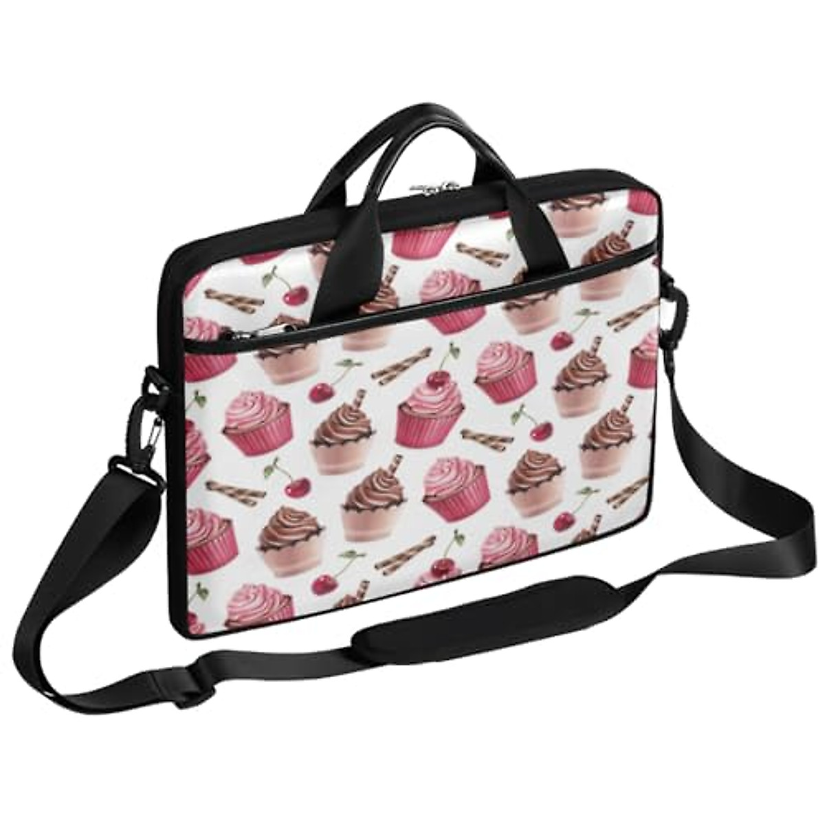 Ice Cream Cherry Laptop Computer Bag Waterproof Shoulder Messenger Bag 13-15 inch Durable Laptop Tote Bag with Shoulder Strap Handle Lightweight Crossbody Briefcase