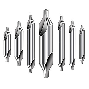 Aleric Center Drill Bits Set - High Speed Steel Center Drill Bits Kit Countersink Tools for Lathe Metalworking, 7 pcs 60-Degree Angle Center Drill Bits in Size 1.0 1.5 2.0 2.5 3.0 4.0 5.0