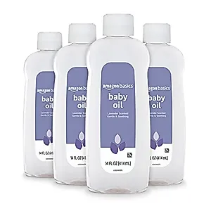 Amazon Basics Baby Oil, Lavender Scented, 14 Fluid Ounce, 4-Pack (Previously Solimo)