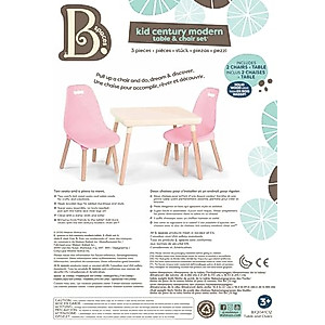 B. toys- B. spaces- Table and Chair Set- Furniture For Toddlers- 1 Craft Table & 2 Chairs- Natural Wooden Legs- Pink & Ivory- 3 years +