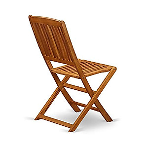 East West Furniture Cameron Foldable Patio Dining Chairs-Acacia Wood, Set of 2, Natural Oil