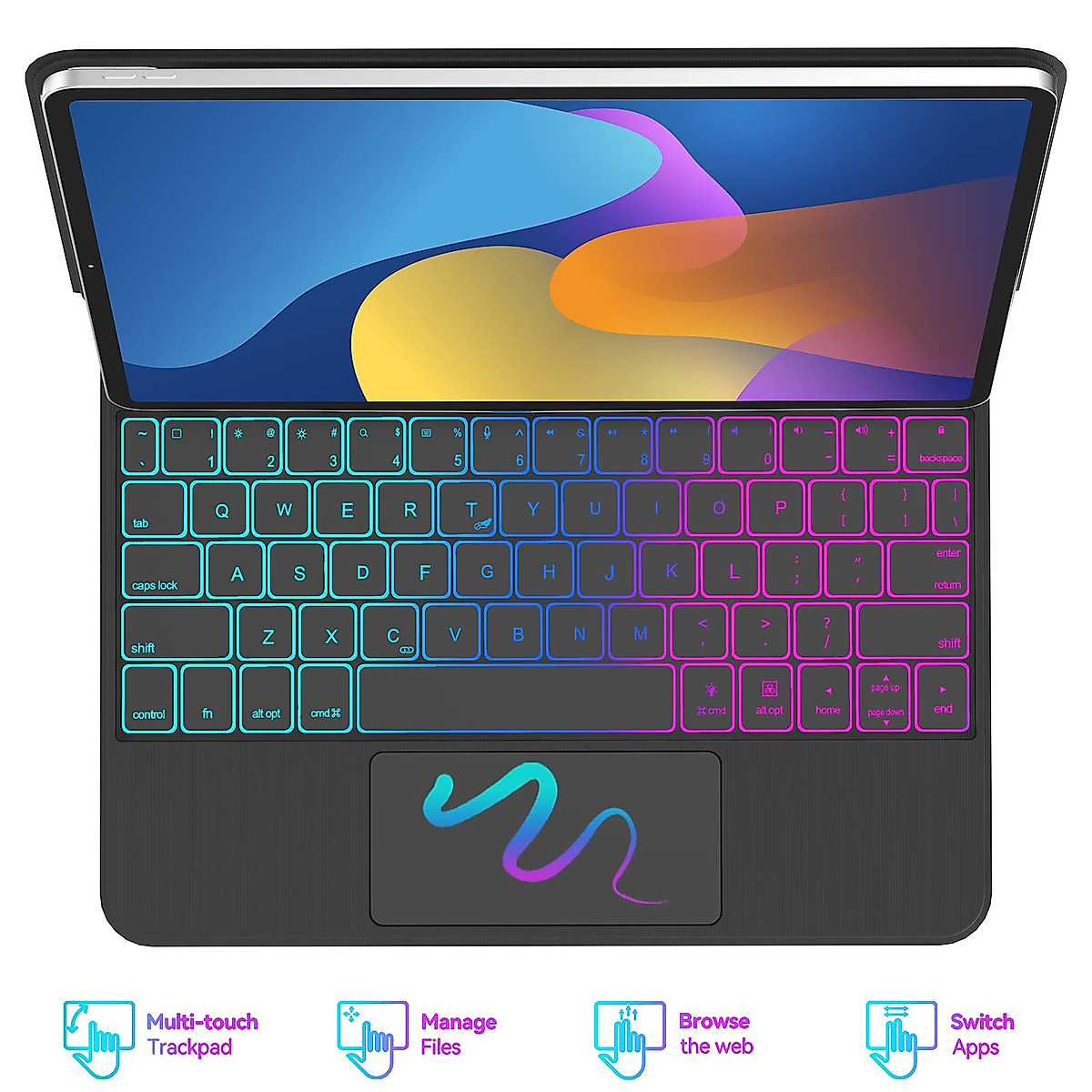 Magic Keyboard Case for iPad Air 11 inch M2 2024 & iPad Pro 11 Inch (4th/3rd/2nd/1st Gen), iPad Air 5th/4th Generation Case with Keyboard, Floating Cantilever Stand, Multi-Touch Trackpad, Backlit Keys