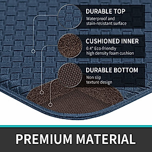 DEXI Kitchen Rug Runner Mat Anti Fatigue Non Skid Cushioned Comfort Standing Kitchen Mats 2 Pieces Set Waterproof and Oil Proof Floor, Easy to Clean, 17"x59"+17"x79", Blue