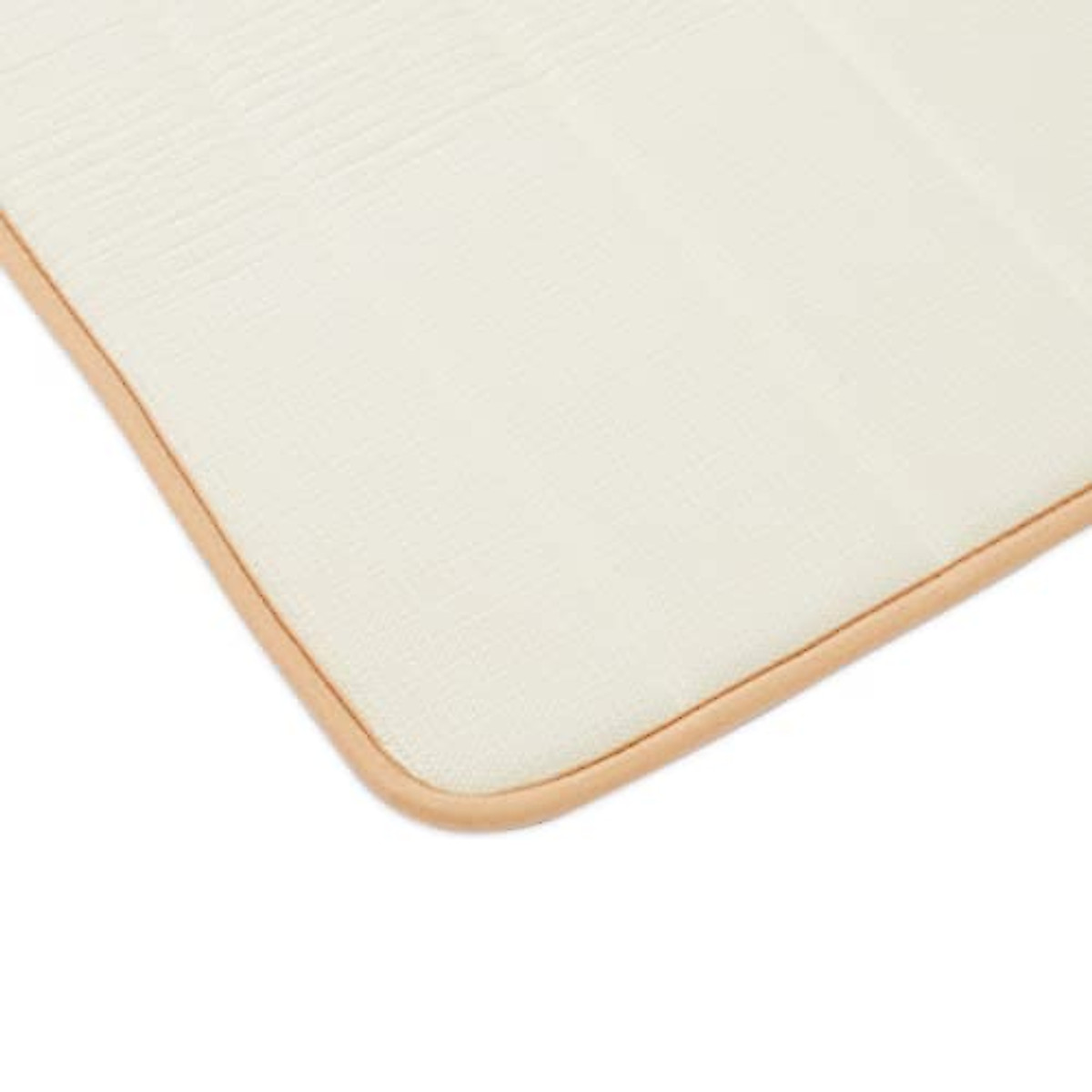 Spotgrowth Non-Slip Memory Foam Bath Mat for Bathroom Rugs 24 x36 Inches Super Cozy Soft Non-Slip Coral Velvet Striped Bathroom Mat and Machine Washable,Beige
