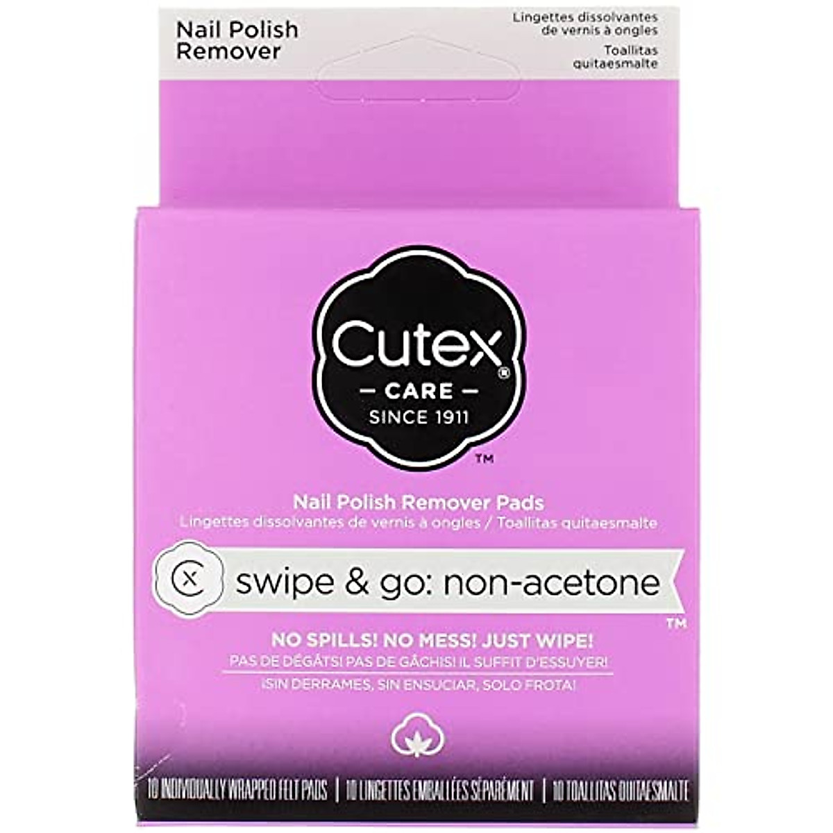 Cutex Care Swipe & Go Non-Acetone Nail Polish Remover Pads 10ct