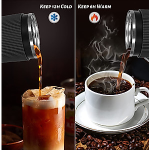 By Luck Travel Coffee Mug 16oz - Vacuum Stainless Steel Insulated Coffee Travel Mug Spill Proof and Leakproof Lid, BPA Free, Double Walled Reusable Tumbler Cups for Keep Hot/Ice Coffee, Tea (Black)