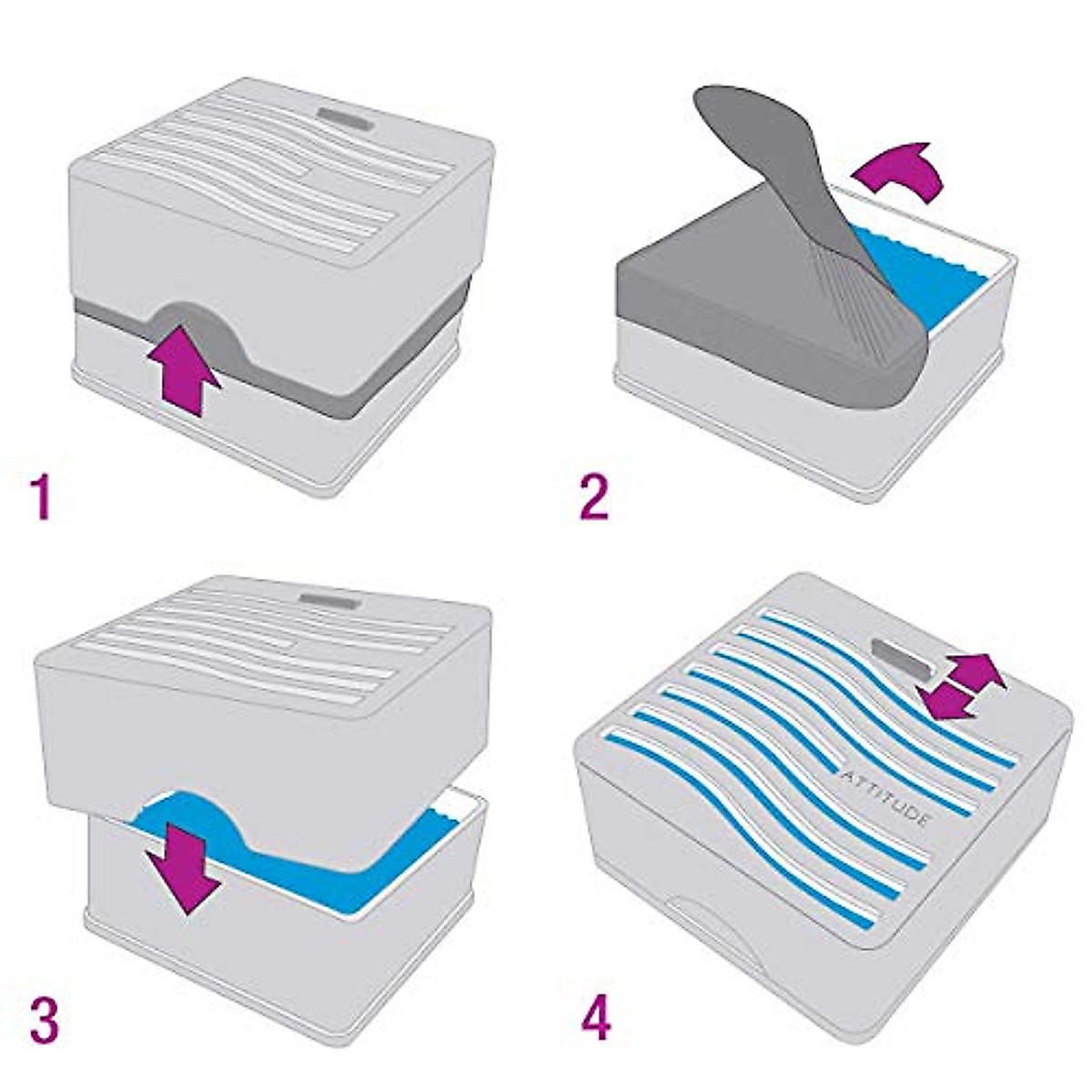 ATTITUDE Natural Air Purifier with Activated Carbon Filter, Hypoallergenic, Pink Grapefruit, 8 Oz, 15226