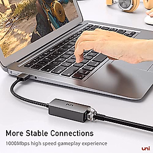 USB to Ethernet Adapter, uni Driver Free USB 3.0 to 100/1000 Gigabit Ethernet LAN Network Adapter, RJ45 Internet Adapter Compatible with MacBook, Surface, Laptop PC with Windows, XP, Vista, Mac/Linux