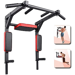 KDFJ Multifunctional Pull Up Bar Wall Mount Dip Station Home Gym Workout Power Tower Set Training Equipment Heavy Duty Dip Stand-Black