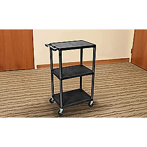 Luxor Mobile Multipurpose Utility Storage Audio Video Presentation Cart with 3 Shelves - Black