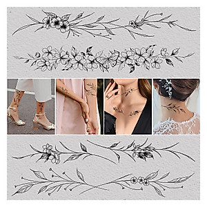 Cerlaza Tiny Temporary Tattoos for Women Girls, Realistic Fake Tattoos That Look Real and Last Long for Adult, Waterproof Hand Tattoos Stencils Stickers for Body Art-12 Sheets