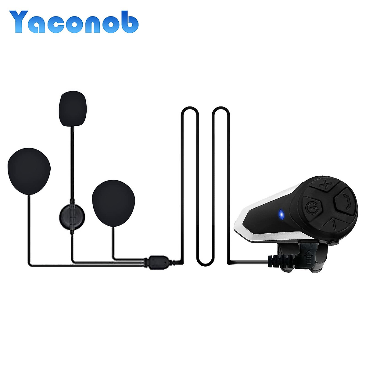 Yaconob Motorcycle Bluetooth Headset BT-S3NS 1000m Motorcycle Helmet Bluetooth Radio Intercom Wireless Interphone to 2-3 Riders (Waterproof/Handsfree/Stereo Music/FM Radio/GPS/MP3 (2 Pack)
