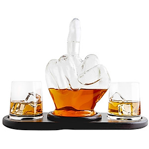 The Wine Savant Middle Finger Decanter Novelty Whiskey & Wine Decanter Set, Funny Gift for that Someone You Love! Middle Finger Gift For Adults, Flip Off Gift, Funny Gifts, Gag Gift