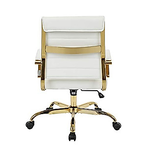 Pemberly Row Modern Adjustable Leather Office Chair in White