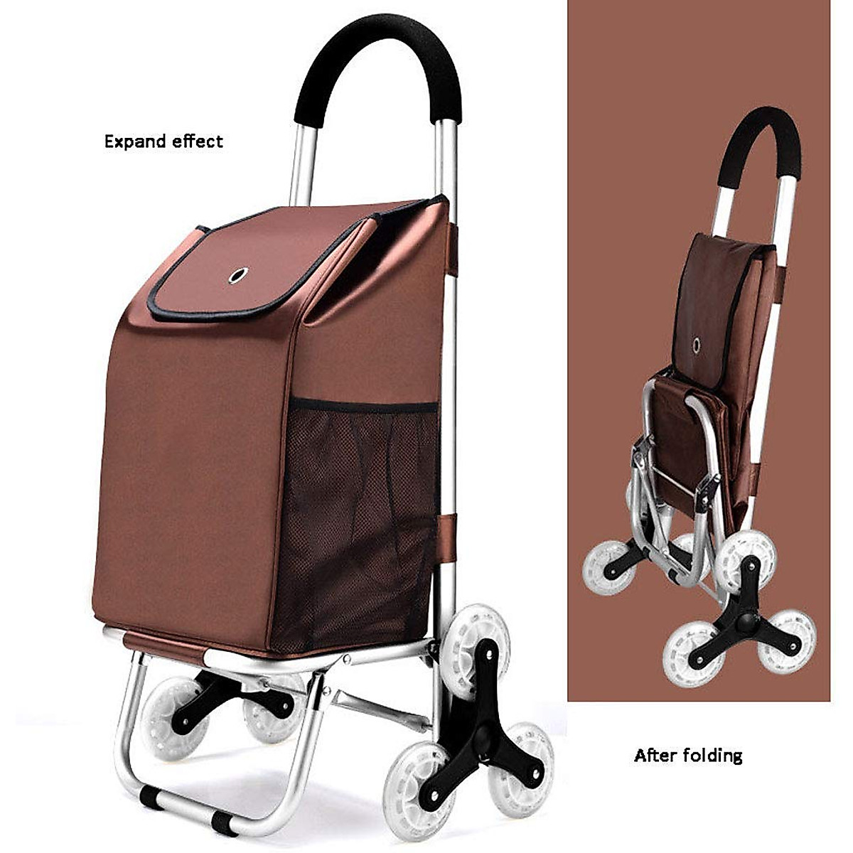 Shopping Trolley on Wheels Multi Function Shopping Cart Aluminum Alloy Foldable Trolley Waterproof Wear-Resistant Thick Sponge Handle Gravity-Enhanced Storage Hand Trucks,Multi Colored,45 * 89Cm