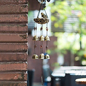 Gardenvy Bird Nest Wind Chime, Bird Bells Chimes with 12 Wind Bells for Glory Mother’s Love Gift, Garden Backyard Church Hanging Decor, Bronze