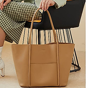 Leather women's bag, tote bag, hand bag, cow leather, commuting backpack, women's large capacity (Brown)